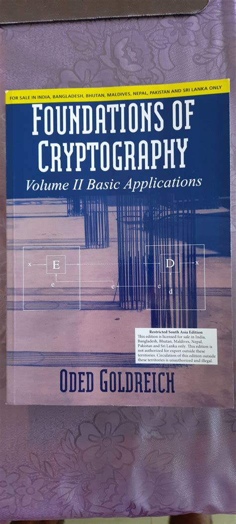 Foundations Of Cryptography Volume 2 Basic Applications Ebook Goldreich Oded