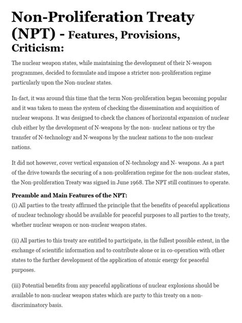 Nonproliferationtreatynptfeaturespr Pdf Treaty On The Non