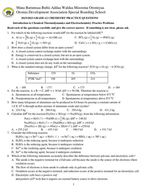 grade 12 practice questions pdf redox anode