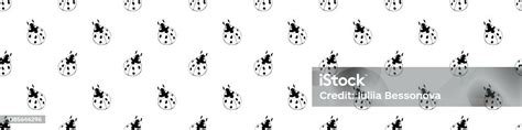 낙서 스타일의 검은 윤곽 귀여운 무당 벌레의 벡터 매끄러운 패턴 자연 봄 여름 어린이 인쇄 고립 된 테마의 배경과 질감 검은색에 대한 스톡 벡터 아트 및 기타 이미지