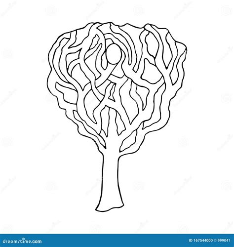 Tree Maze Isolated On White Eps10 Vector Illustration Hand Drawing