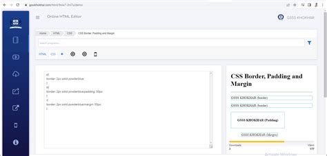 Css Border Padding And Margin In Punjabi Html Css Online Html Editor
