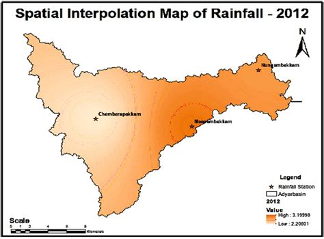 Spatial Interpolation Rainfall Difference In 2012 Download Scientific Diagram
