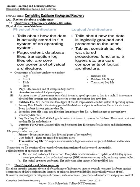 Complet Db Backup And Recovery Pdf Backup Databases