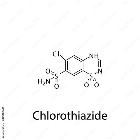 Chlorothiazide Molecular Structure Flat Skeletal Chemical Formula