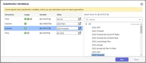 substitution variables in report collection