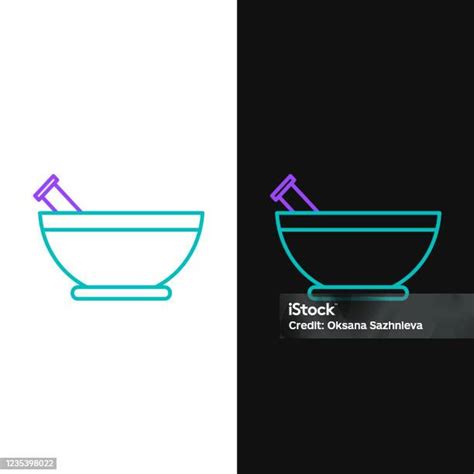 흰색과 검은색 배경에 격리된 라인 모르타르 및 페봉 아이콘입니다 컬러풀한 아웃라인 컨셉 벡터 건강관리와 의술에 대한 스톡 벡터 아트 및 기타 이미지 Istock