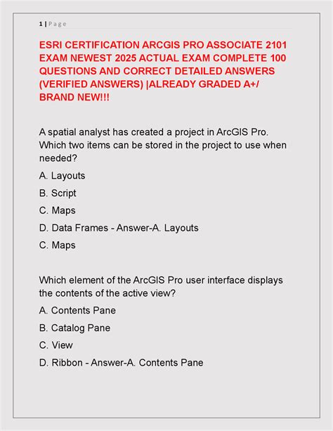 Esri Certification Arcgis Pro Associate 2101 Exam Newest 2025 Actual Exam Complete Q A Exams