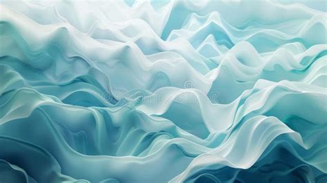 Digital 3d Art With Abstract Fluid Waves In Calming Blue And Green Shades For A Serene Aesthetic