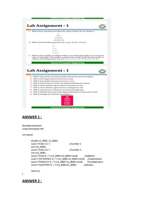Oop Lab Answers Of Lab Questions Answer Include Using Namespace Std Int Main