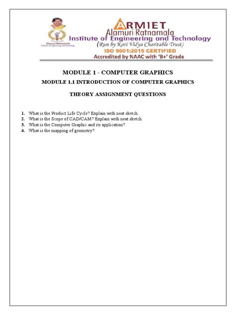 Sub Module 11 Introduction Of Computer Graphics Theory Assignment