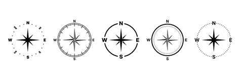 Set Of Compass Icons Navigation Compasses Icons Set Compass Symbols