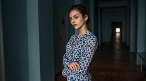 Dima Begma Girl Model Blue Dress Women Dark Background Beautiful Hd Girls Wallpapers Hd