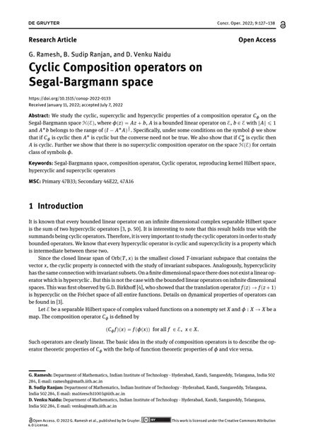 Pdf Cyclic Composition Operators On Segal Bargmann Space