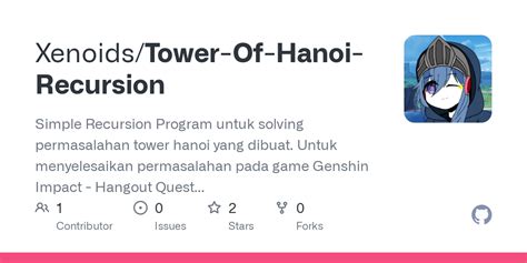 Github Xenoidstower Of Hanoi Recursion Simple Recursion Program Untuk Solving Permasalahan