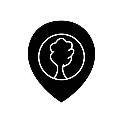 Map Icon With Tree Park Location Glyph Icon Style Silhouette Suitable For Garden Symbol