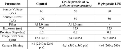 Scanning Parameters For The Three Scanned Samples Download Scientific Diagram