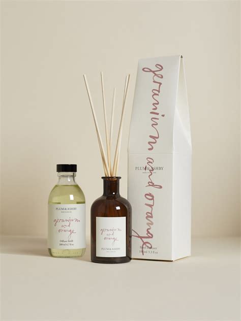 Geranium And Orange Diffuser And Diffuser Refill Set Plum And Ashby