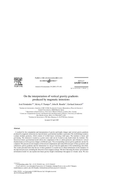 Pdf On The Interpretation Of Vertical Gravity Gradients Produced By