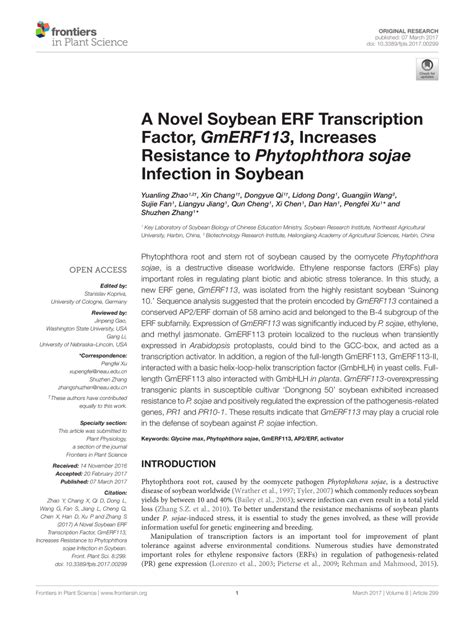 Pdf Citation A Novel Soybean Erf Transcription Factor Gmerf113