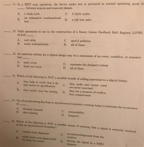 11 In A Bist Scan Operation The Device Under Test