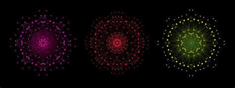 Set Of Colorful Bright Lattice Shape Molecular Vector Image