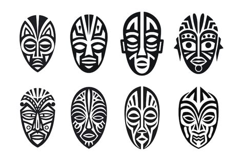 Coleção De Ilustrações De Desenhos De Máscaras Africanas Vetor Premium