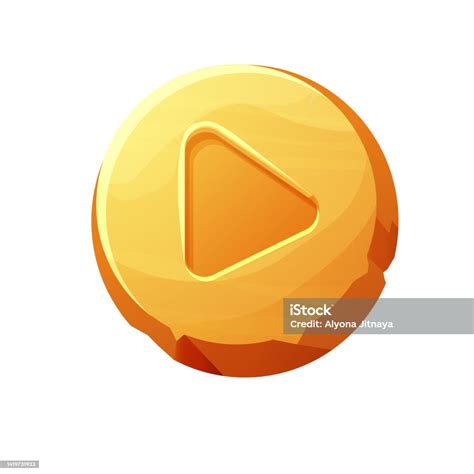 골든 플레이 또는 흰색 배경에 고립 된 재미있는 만화 스타일의 시작 버튼 게임 메뉴 인터페이스 디자인 Ui 자산 벡터 일러스트 레이 션 누름 버튼에 대한 스톡 벡터 아트 및