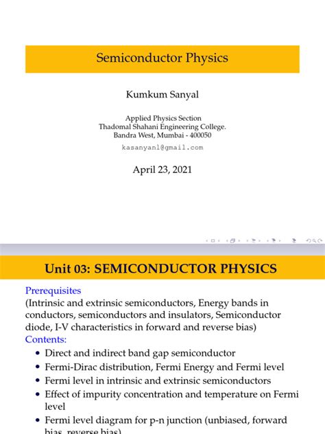 Semiconductor Physics Pdf Semiconductors Electrical Resistivity And Conductivity