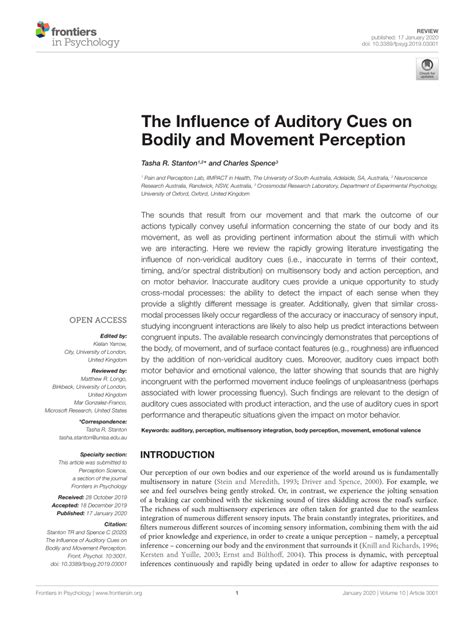 Pdf The Influence Of Auditory Cues On Bodily And Movement Perception