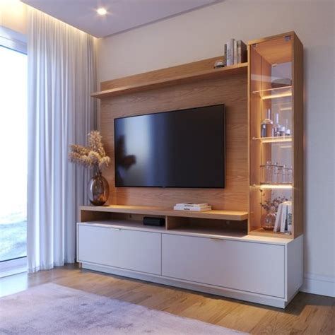 Estante Home Para Tv Até 70 Polegadas Com Led E Cristaleira Arezzo Yescasa Freijóoff White