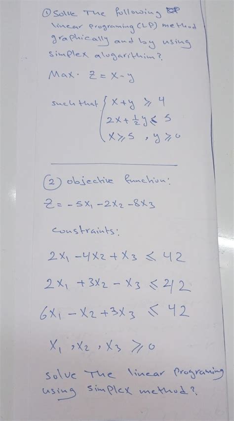 Solved ① Solve The Following Ep Linear Programing Clp
