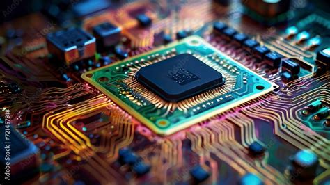 Abstract Technology Circuit Design CPU Motherboard Of A Computer Board And Processor Created