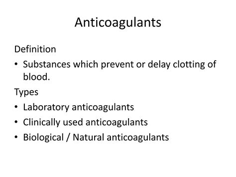Anticoagulants And Coagulation Disorders Pptx