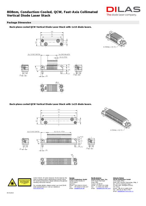 Dilas Diode Laser Fast Axis Collimated 808nm Stack 250w