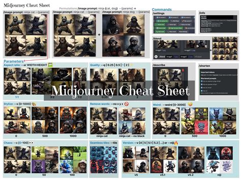 Midjourney Cheat Sheet One Page Pdf Most Common Midjourney Etsy Canada