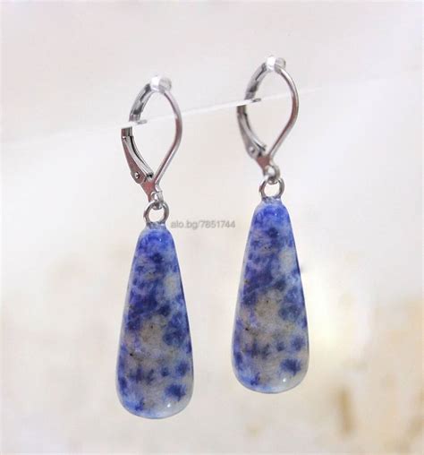 Обеци Капка вода от Содалит 42мм Дамско бижу Полускъпоценни камъни Бижута Сливница