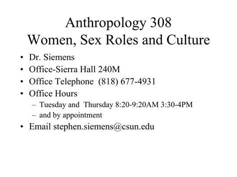 Ppt The Diverse World Of Anthropology Women Sex Roles And Cultural