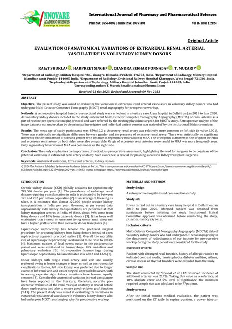 Pdf Evaluation Of Anatomical Variations Of Extrarenal Renal Arterial