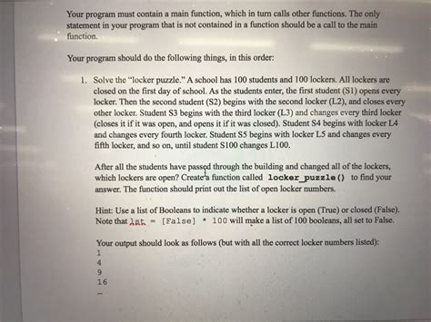 Solved Your Program Must Contain A Main Function Which In