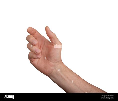 Hand Holding An Invisible Object Isolated On White Gesture Of Giving