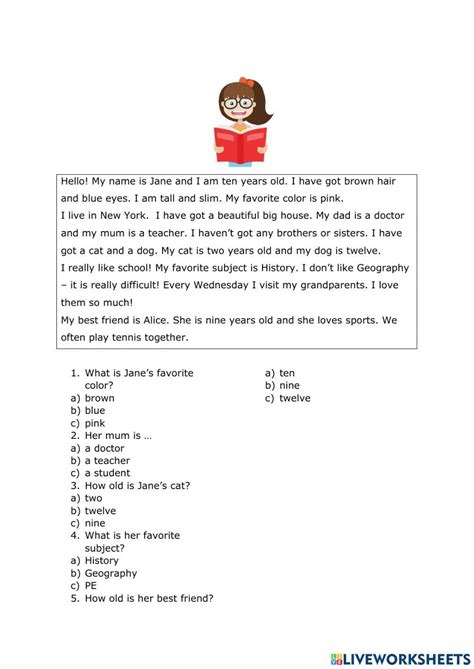 Worksheets Elementary School Reading Writing Food Reading Lesson