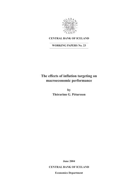 Pdf The Effects Of Inflation Targeting On Macroeconomic Performance