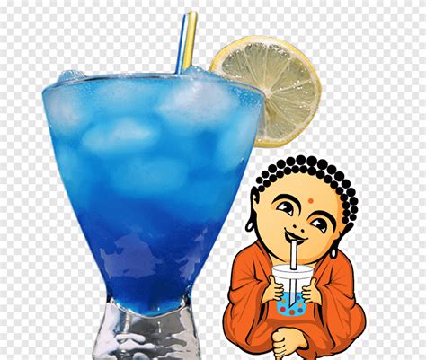 블루 하와이 버블 티 블루 라군 음료 믹스 칵테일 장식 칵테일 레시피 거품 차 Png Pngegg