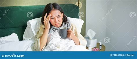 Flu Sickness And People Young Woman Feeling Sick Having Fever And