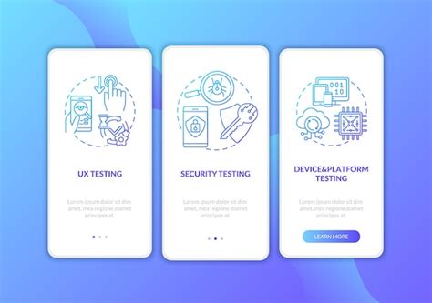 Premium Vector App Testing Components On Boarding Mobile App Page Screen With Concepts