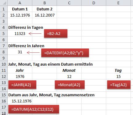 Aktuelles Datum Excel