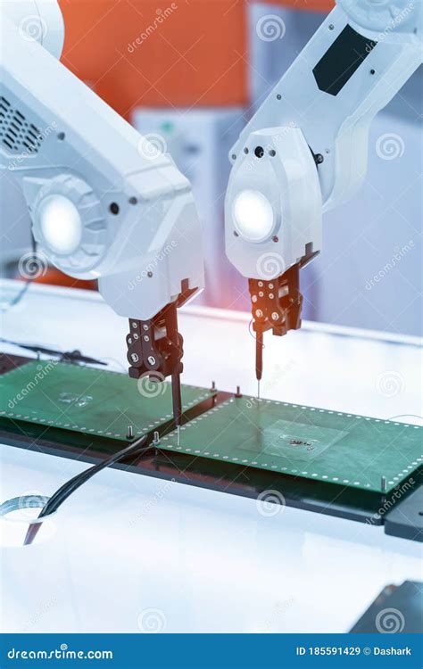Automatic Robot For Print Circuit Board Stock Image Image Of Device