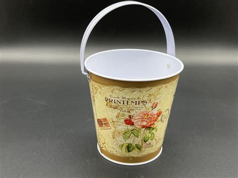 ᐉ Відро декоративне з малюнком Квіти 11х11 см Різнокольоровий 1360030975 • Краща ціна в Києві