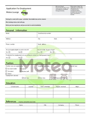 Fillable Online Job Application Form Download Shifts Fax Email Print PdfFiller